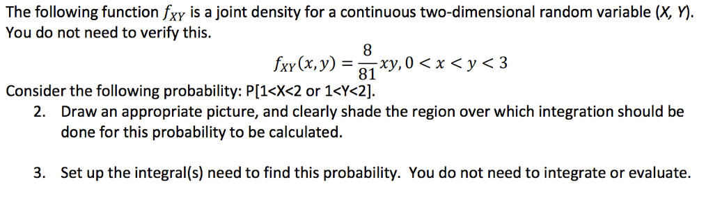 Solved The following function fxy is a joint density for a | Chegg.com
