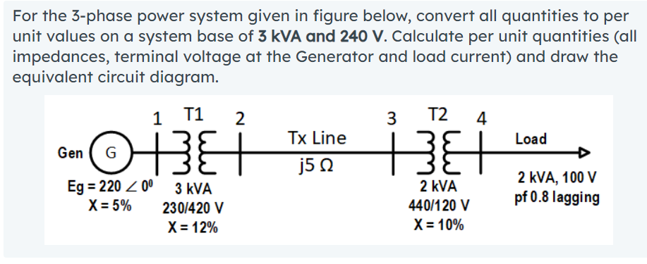 Solved For the 3-phase power system given in figure below, | Chegg.com