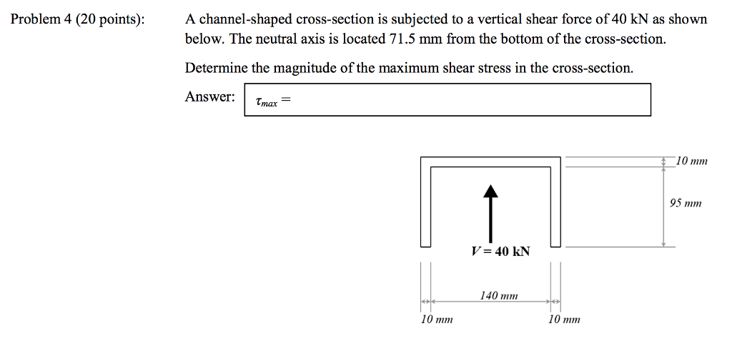 Solved Problem 4 (20 points): A channel-shaped cross-section | Chegg.com