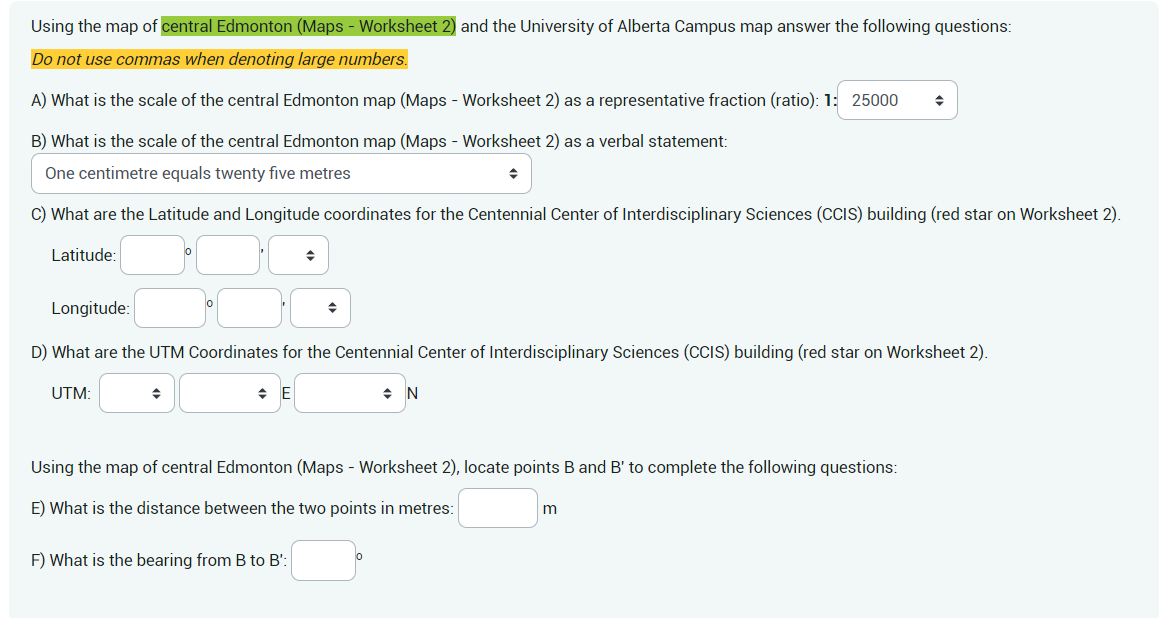 Solved Using the map of central Edmonton (Maps - Worksheet | Chegg.com