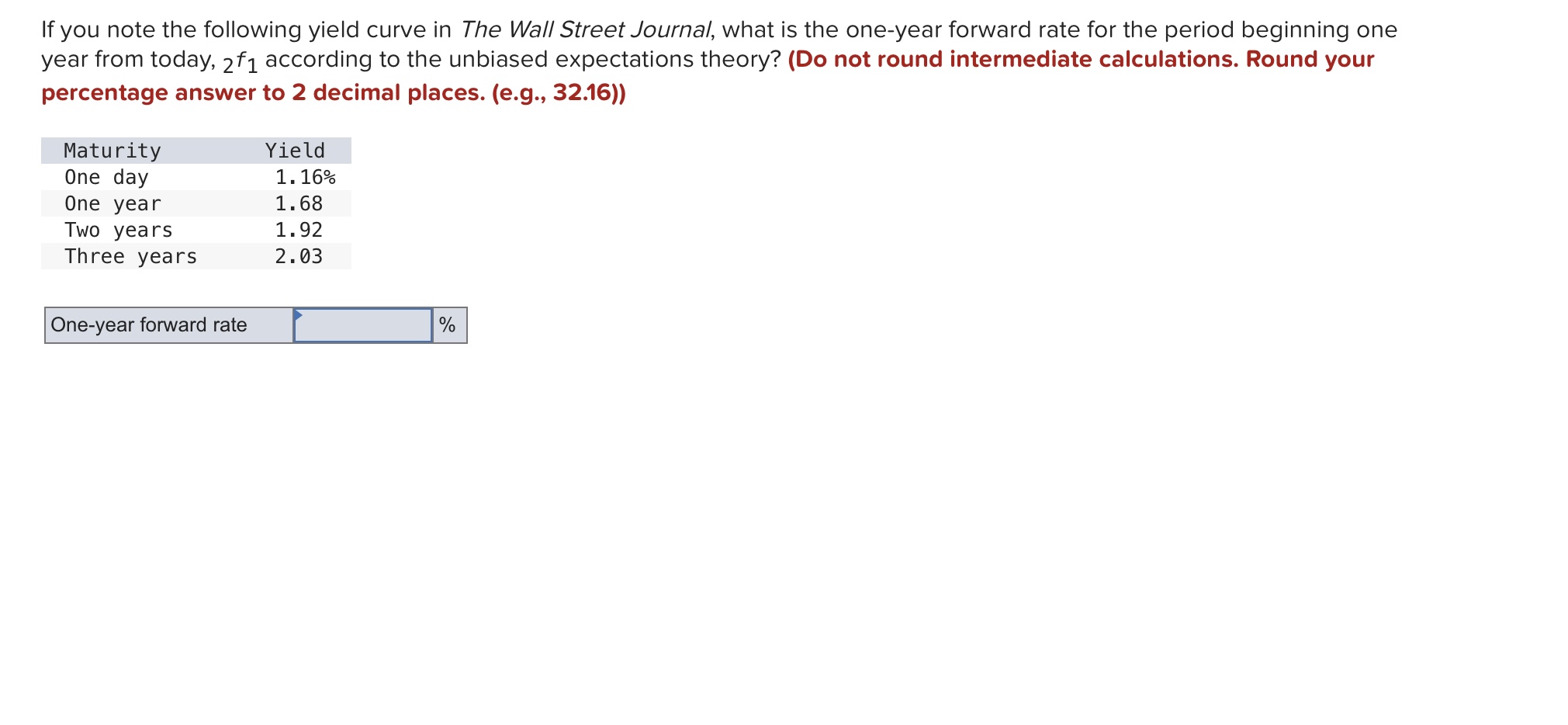 Solved If you note the following yield curve in The Wall | Chegg.com