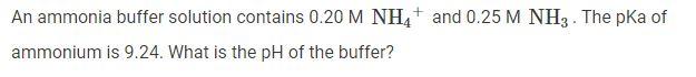 Solved An ammonia buffer solution contains 0.20 M NH4+ and | Chegg.com
