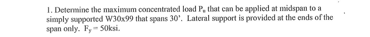 Solved 1. Determine the maximum concentrated load Pu that | Chegg.com