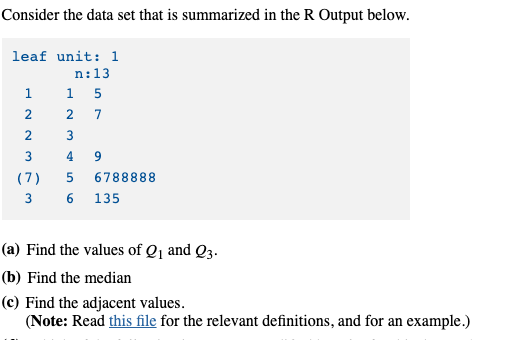 Solved Consider the data set that is summarized in the R | Chegg.com