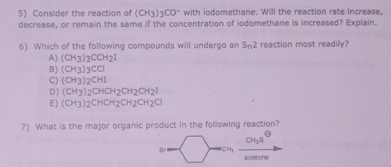 Solved 5) Consider the reaction of (CH3)3Co with | Chegg.com