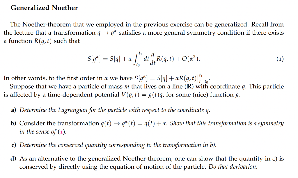 Solved Generalized Noether The Noether-theorem that we | Chegg.com