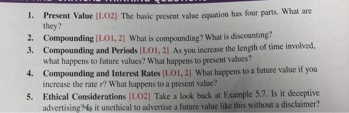 Solved 1. Present Value [L.02] The basic present value | Chegg.com