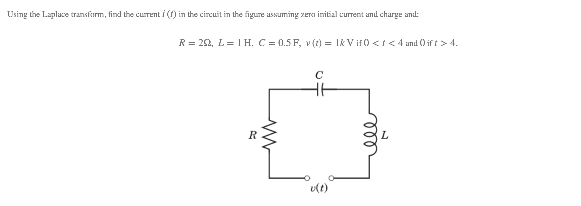 Solved Using the Laplace transform, find the current i (t) | Chegg.com