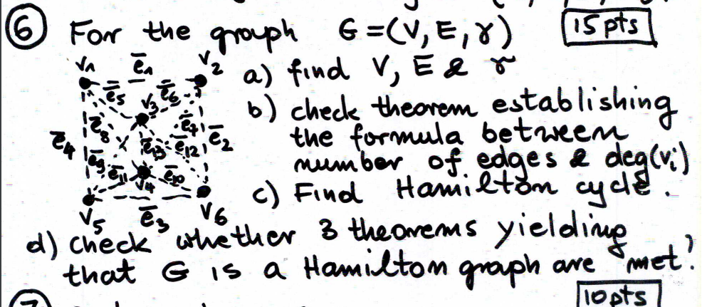 Solved (6) For the grouph G=(v,E,γ)15p ps v1=eˉ1=v2 a) find | Chegg.com