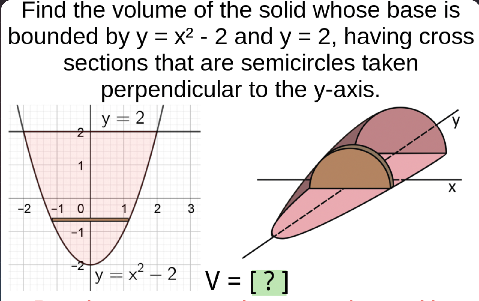 Solved Find the volume of the solid whose base isbounded by | Chegg.com