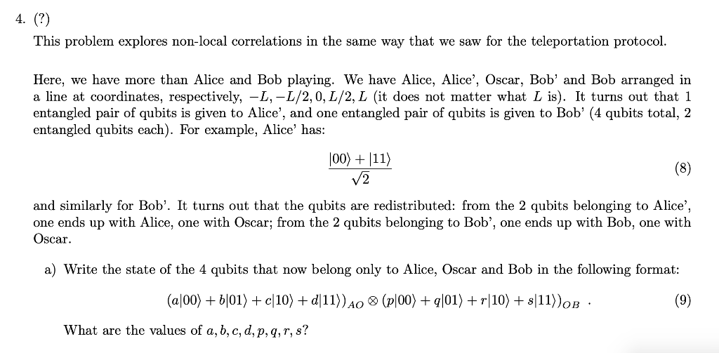 Solved This problem explores non-local correlations in the | Chegg.com