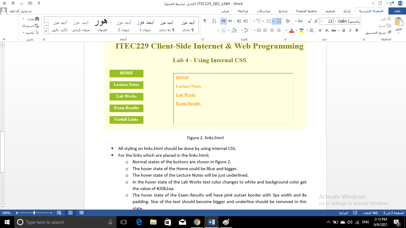 Solved * 5 ITEC229_GR2_LABA - Word (فشل تنشيط المنتج) 2 wE | Chegg.com