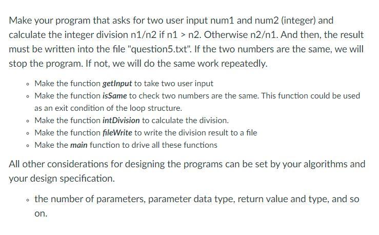 Solved Make your program that asks for two user input num1 | Chegg.com