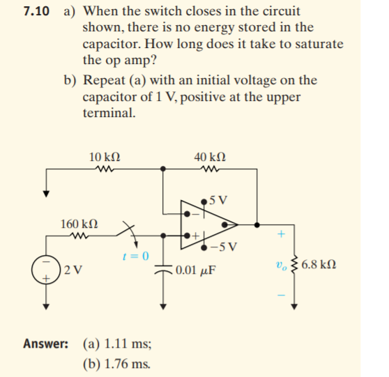 Solved 7.10 a) When the switch closes in the circuit shown, | Chegg.com