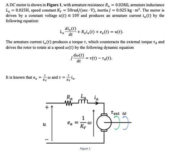 Solved = ADC motor is shown in Figure 1, with armature | Chegg.com