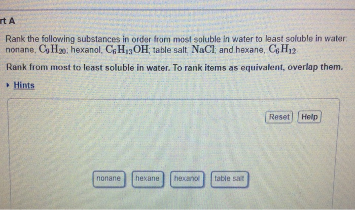 Solved Rank the following substances in order from most | Chegg.com