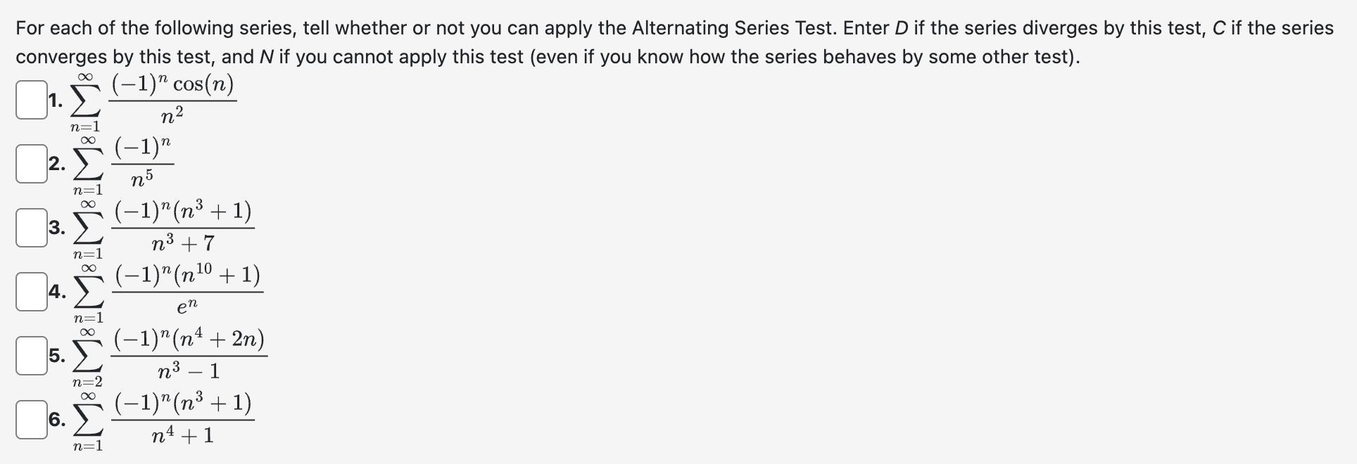 Solved For each of the following series, tell whether or not | Chegg.com