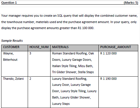 Solved Question 1 (Marks: 5) Your manager requires you to | Chegg.com
