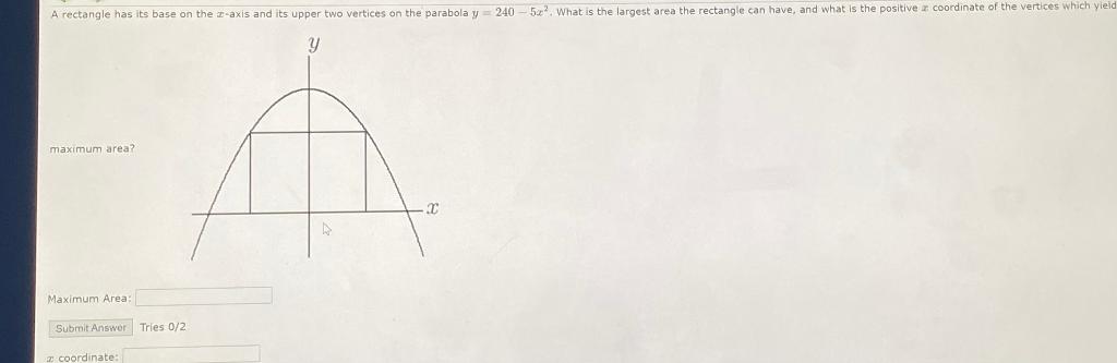 Solved A rectangle has its base on the x-axis and its upper | Chegg.com
