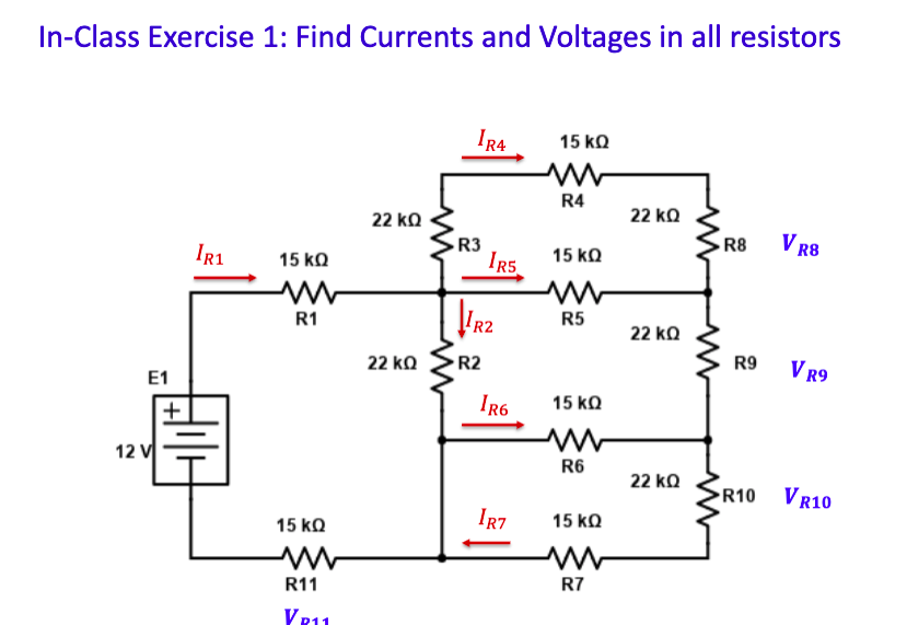 Solved In-Class Exercise 1: Find Currents and Voltages in | Chegg.com