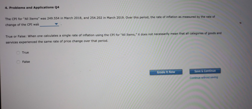 Solved 4. Problems and Applications Q4 The CPI for All | Chegg.com