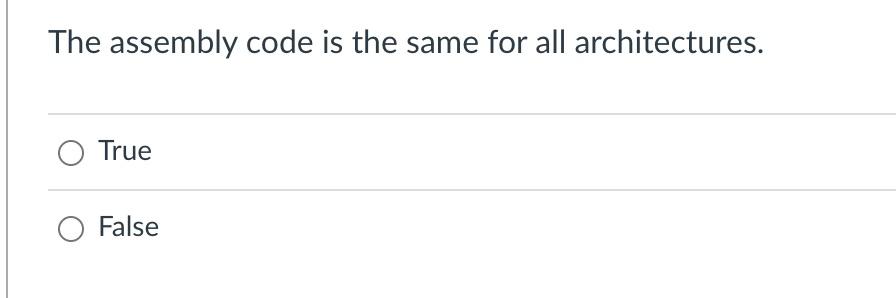 The assembly code is the same for all architectures. | Chegg.com