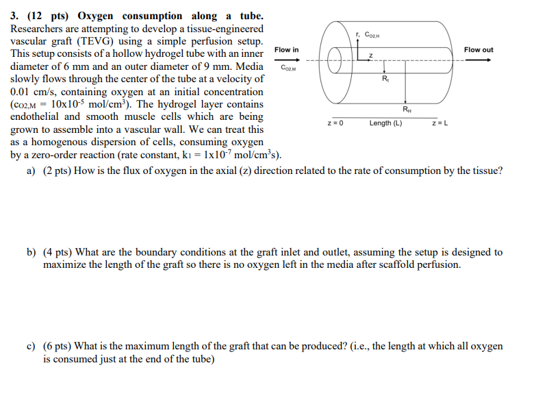 r. CO2 z R 3. (12 pts) Oxygen consumption along a | Chegg.com
