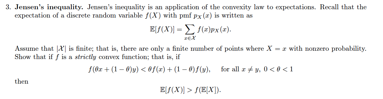 Solved 3. Jensen's inequality. Jensen's inequality is an | Chegg.com