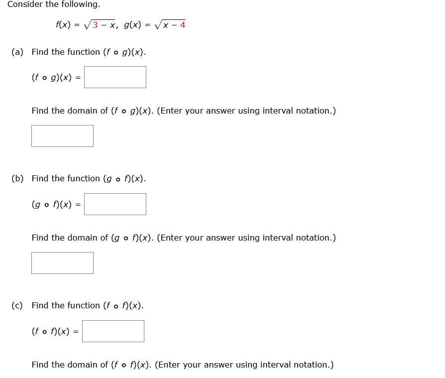 Solved (c) Find the function (f∘f)(x) (f∘f)(x)= Find the | Chegg.com