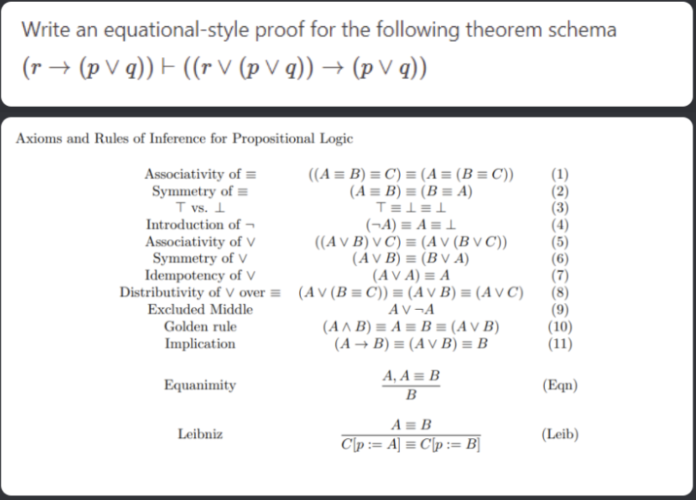 Solved Write an equational-style proof for the following | Chegg.com