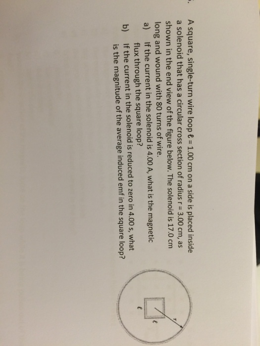 Solved A square, single-turn wire loop l = 1.00 cm on a side | Chegg.com