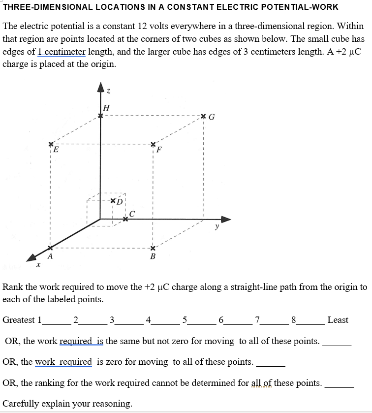 Solved THREE-DIMENSIONAL LOCATIONS IN A CONSTANT ELECTRIC | Chegg.com