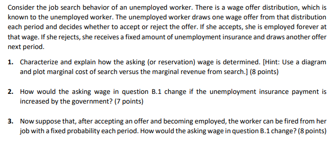 Solved Consider the job search behavior of an unemployed | Chegg.com