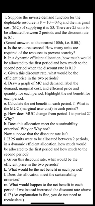 Solved 1. Suppose the inverse demand function for the | Chegg.com