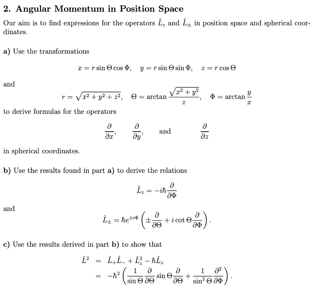 Solved 2 Angular Momentum In Position Space Our Aim Is To