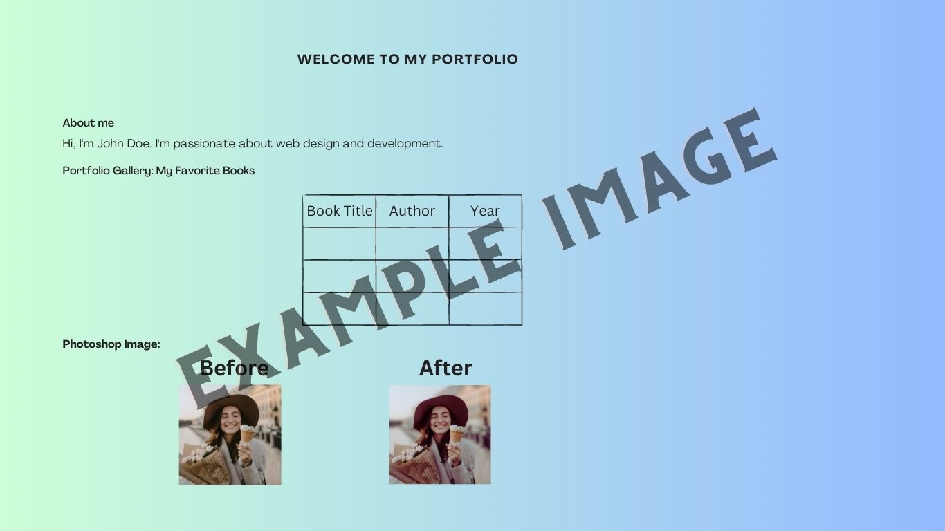 Solved WELCOME TO MY PORTFOLIO About me Hi, I'm John Doe. | Chegg.com