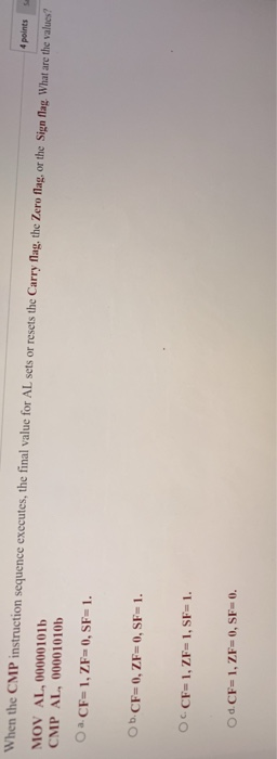 Solved After the bitwise XOR instruction is executed in the | Chegg.com