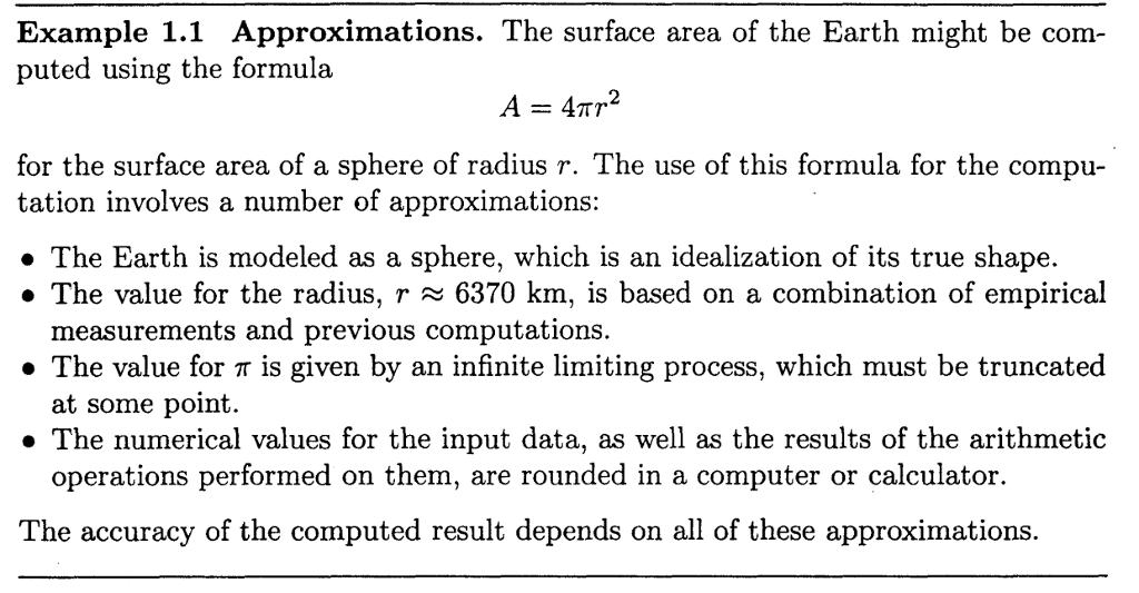 Solved Example 1.1 Approximations. The surface area of the | Chegg.com