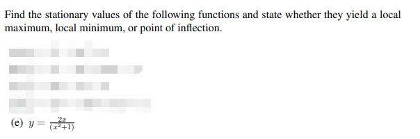 Solved Find the stationary values of the following functions | Chegg.com