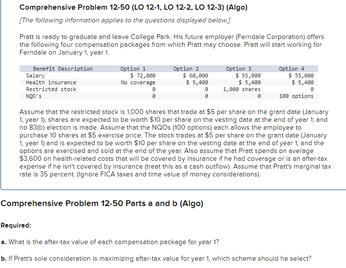 Solved Comprehensive Problem 12-50 (LO 12-1, LO 12-2, LO | Chegg.com