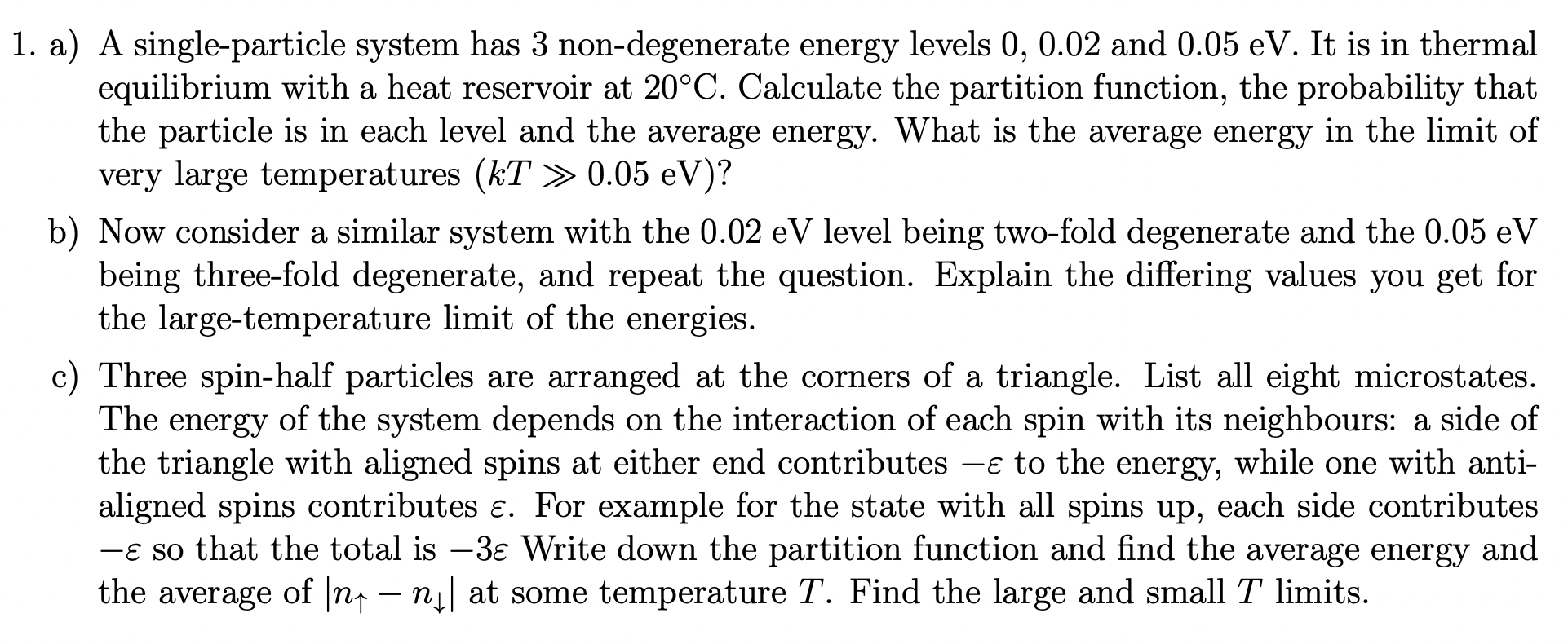 Solved a a 1. a) A single-particle system has 3 | Chegg.com