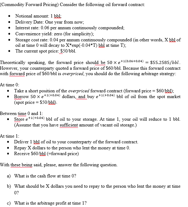 Solved (Commodity Forward Pricing) Consider the following | Chegg.com