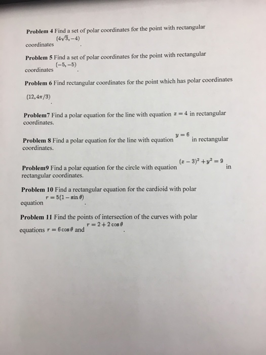 Solved Precalculus II MATH 113 Paper Lab #8 Polar | Chegg.com