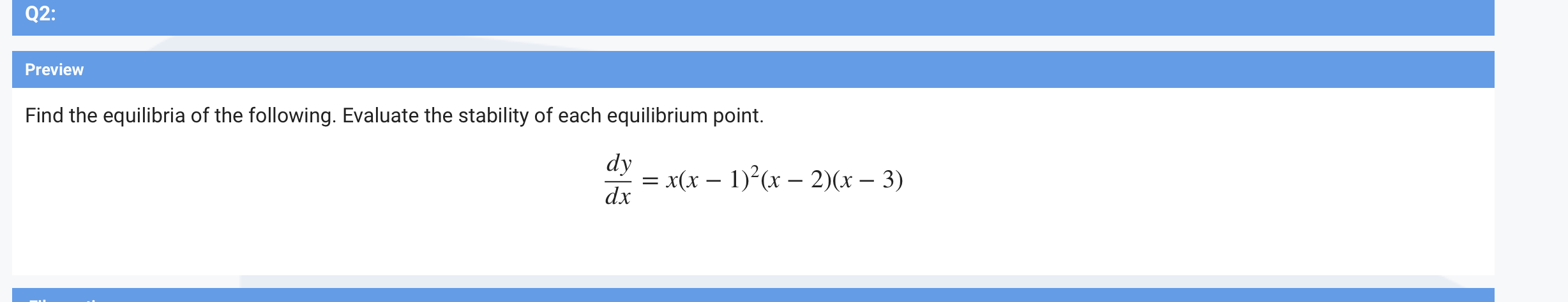 Solved Q2: Preview Find the equilibria of the following. | Chegg.com