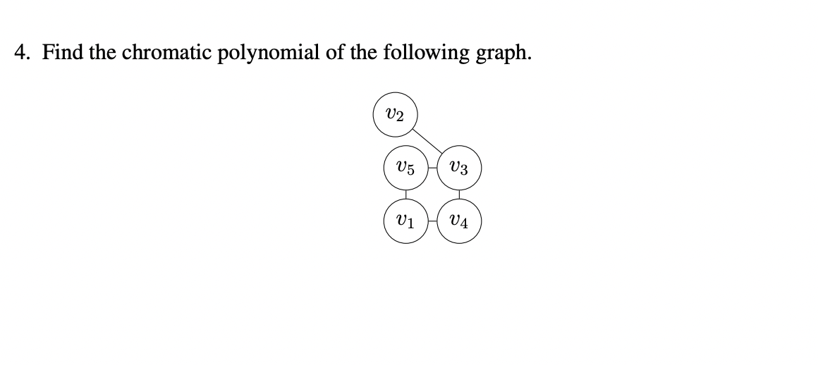 Solved 4 Find The Chromatic Polynomial Of The Following 