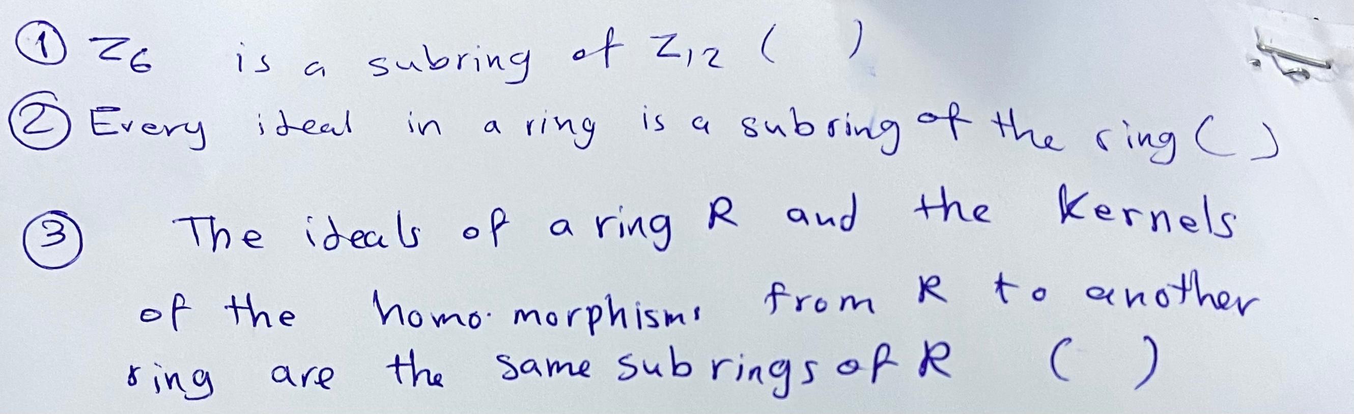 Solved 0 Z6 is a subring of Zizl ( Every ideal ring in а a | Chegg.com