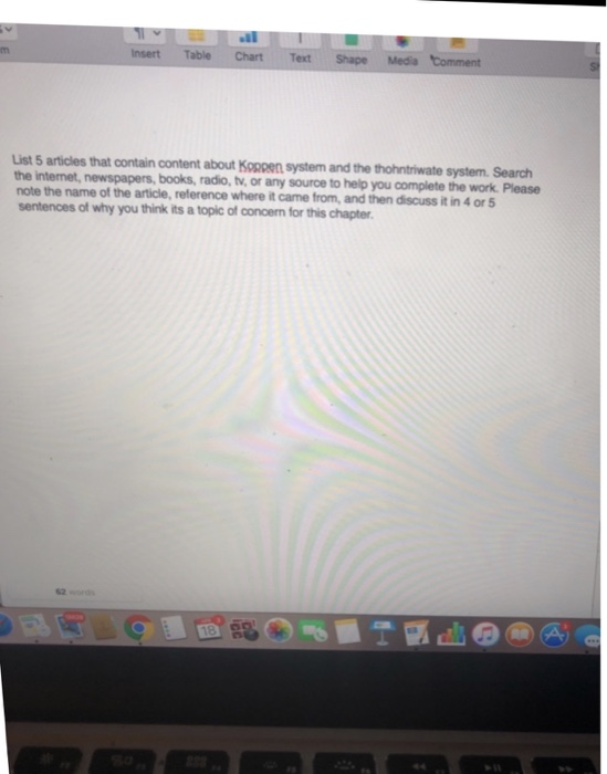 Solved Insert Table Chart Text Shape Media List 5 articles | Chegg.com