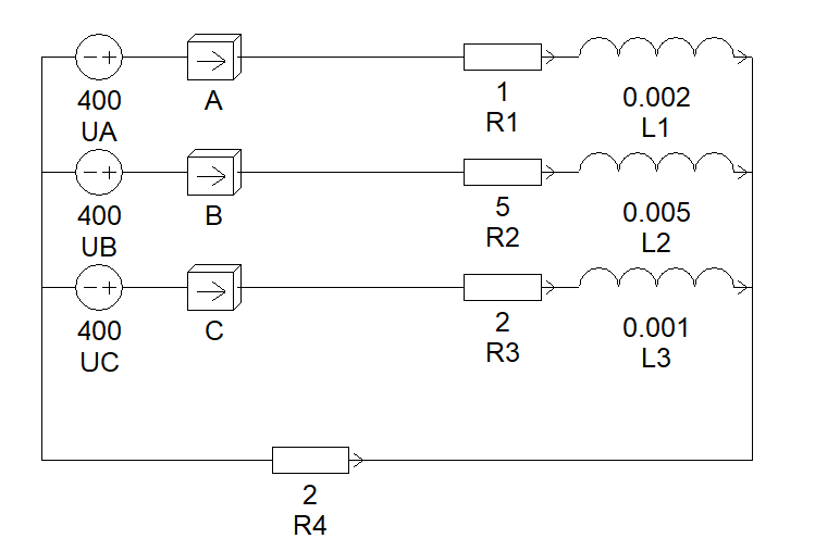 + A 1 400 UA R1 0.002 L1 -+ B 400 UB 5 R2 0.005 L2 + | Chegg.com