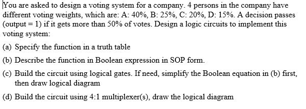 Solved You are asked to design a voting system for a | Chegg.com