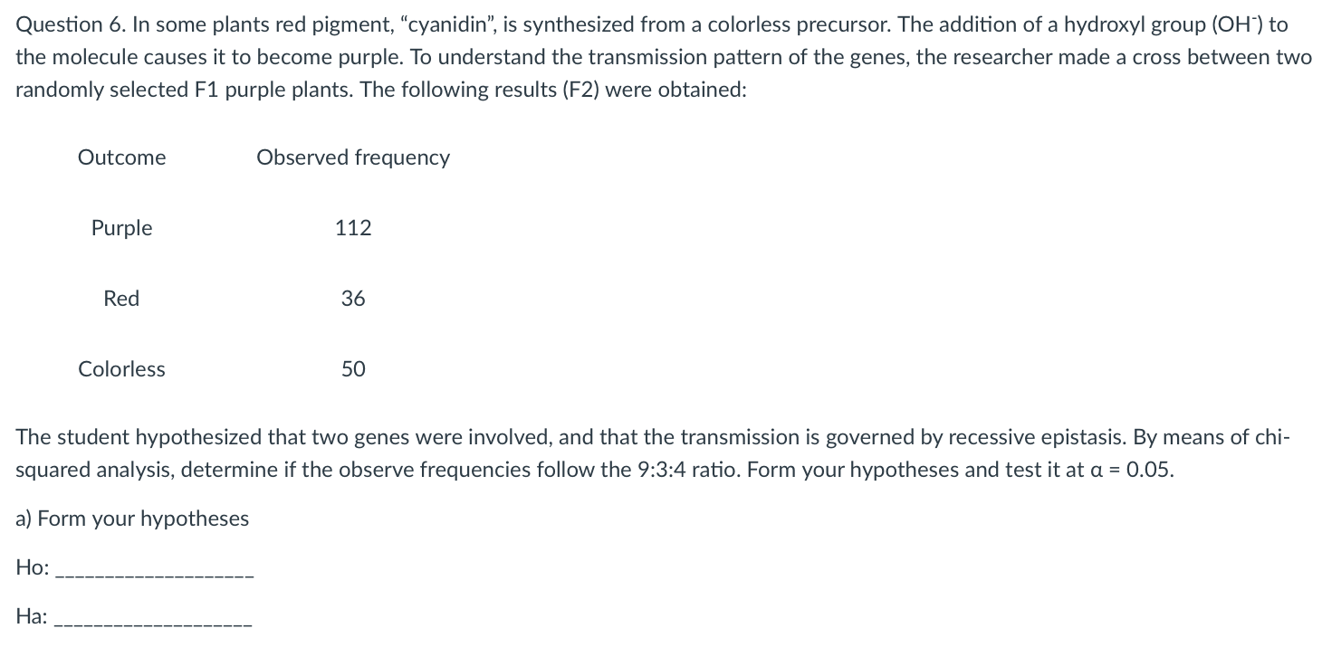 Solved Question 6. In some plants red pigment, "cyanidin”, | Chegg.com